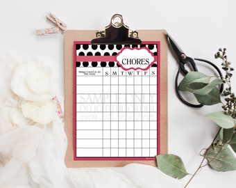 Raspberry Chore Chart PDF File Instant Digital Download - Etsy