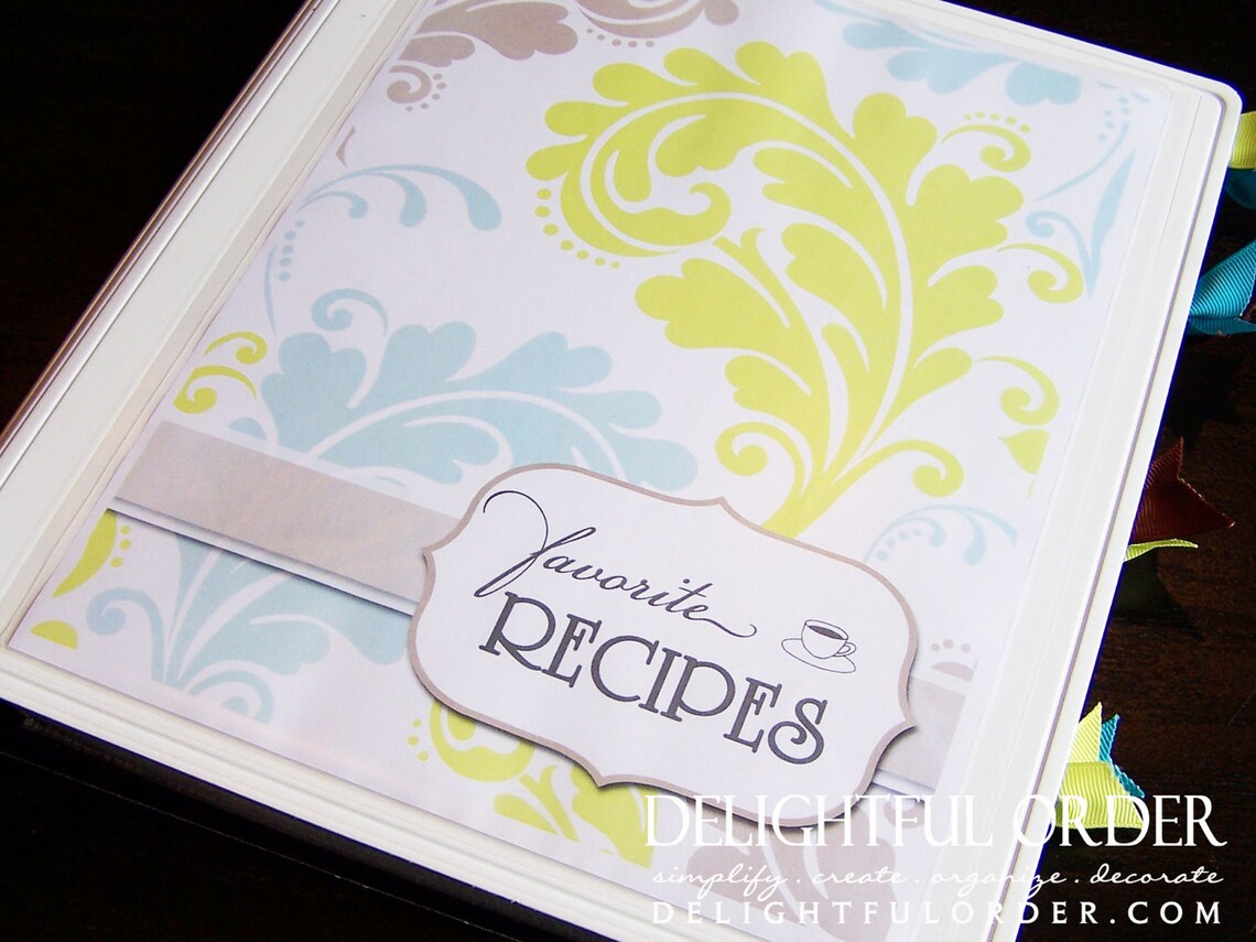 Editable Damask Recipe Binder Page - (2 Pages) PDF Printable Files ...