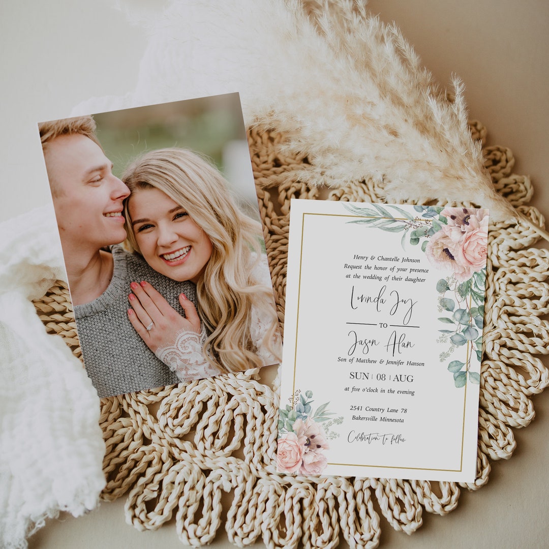 Custom Floral Wedding Invitation - Etsy