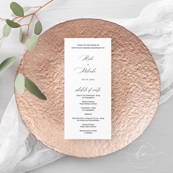 50th Wedding Anniversary Reception Program Anniversary Celebration