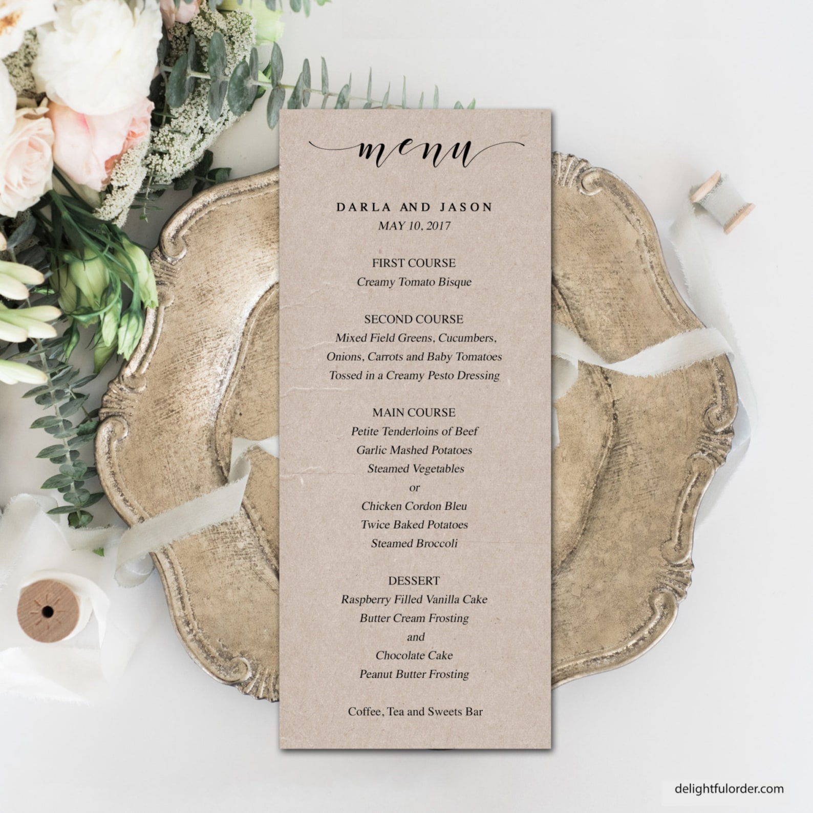 Editable Wedding Menu, Elegant, Modern Design, Printable Template, DIY ...
