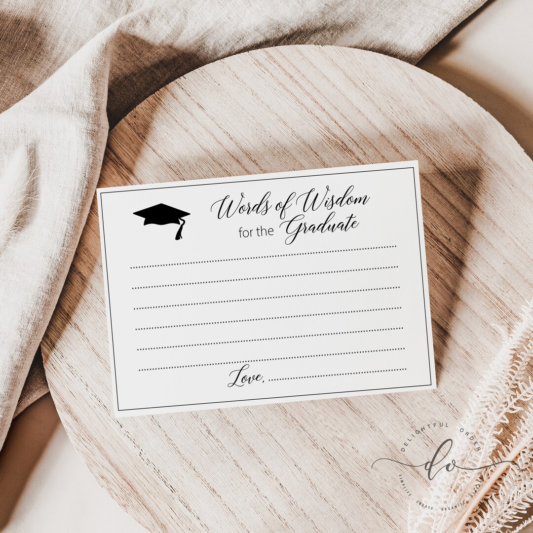 Printable Graduation Words of Wisdom Cards 4x6 Wisdom Card - Etsy