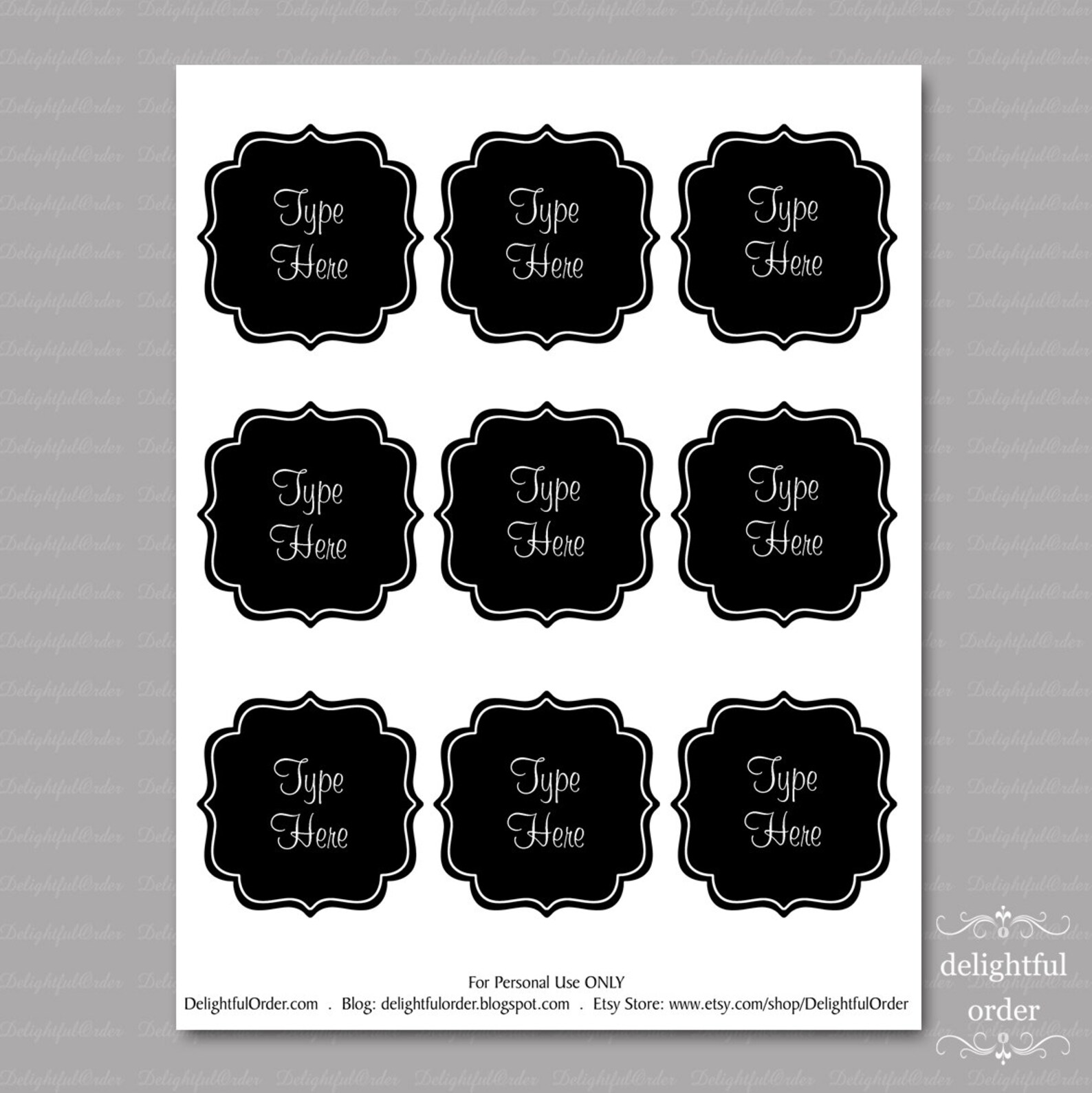 Editable Black Lacey Labels/tags 2 PDF Files & 1 PNG - Etsy