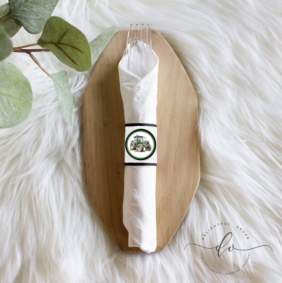 Printable Tractor Silverware Wrappers, Birthday Party Decor, Napkin ...