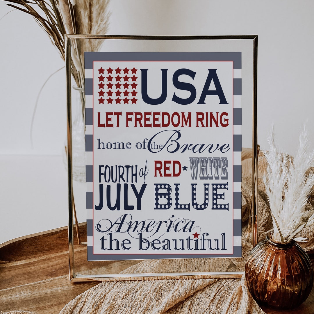 Patriotic Stars & Stripes Sign, Printable Americana Sign, Party Decor ...