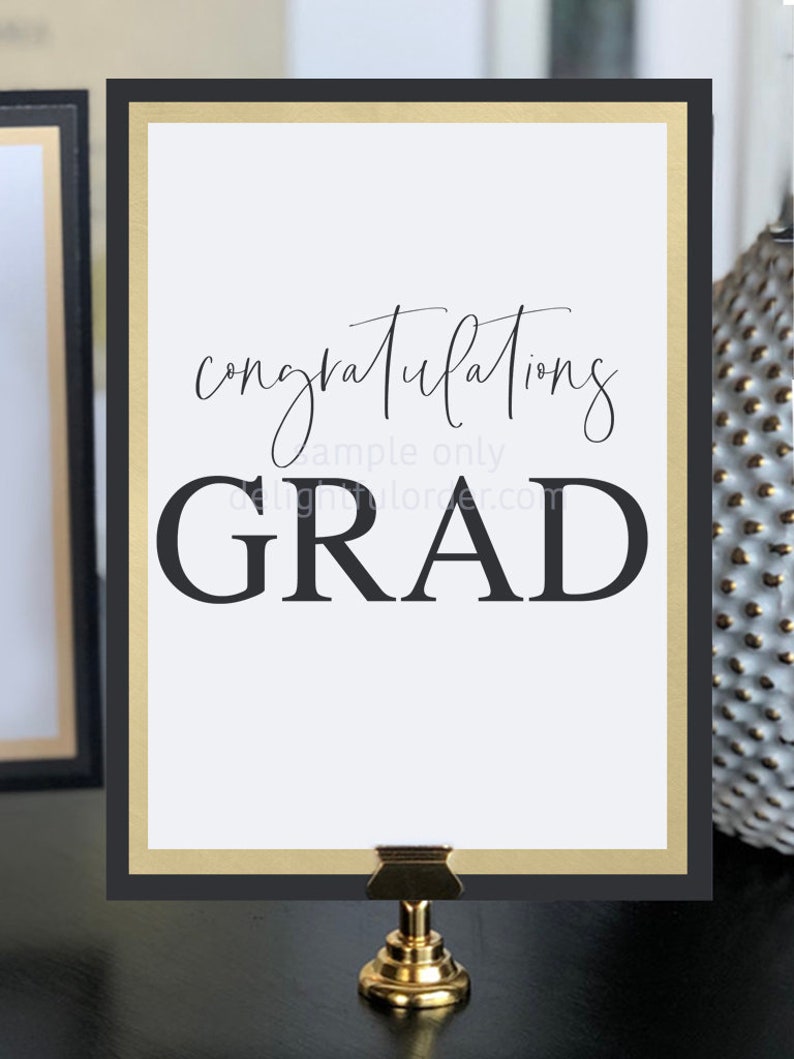 Printable Congratulations Grad Sign Black & Gold Table Decor - Etsy