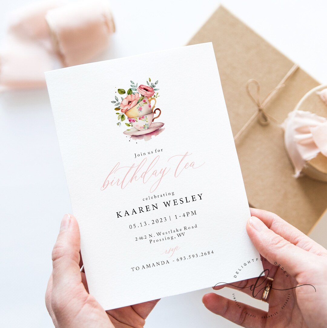 Custom Birthday Tea Party Invitation - Etsy