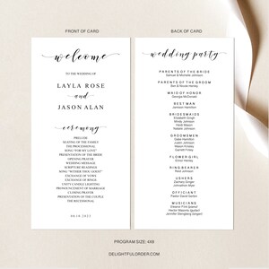 Custom Wedding Program, Front + Back Wedding Ceremony Program, Digital ...
