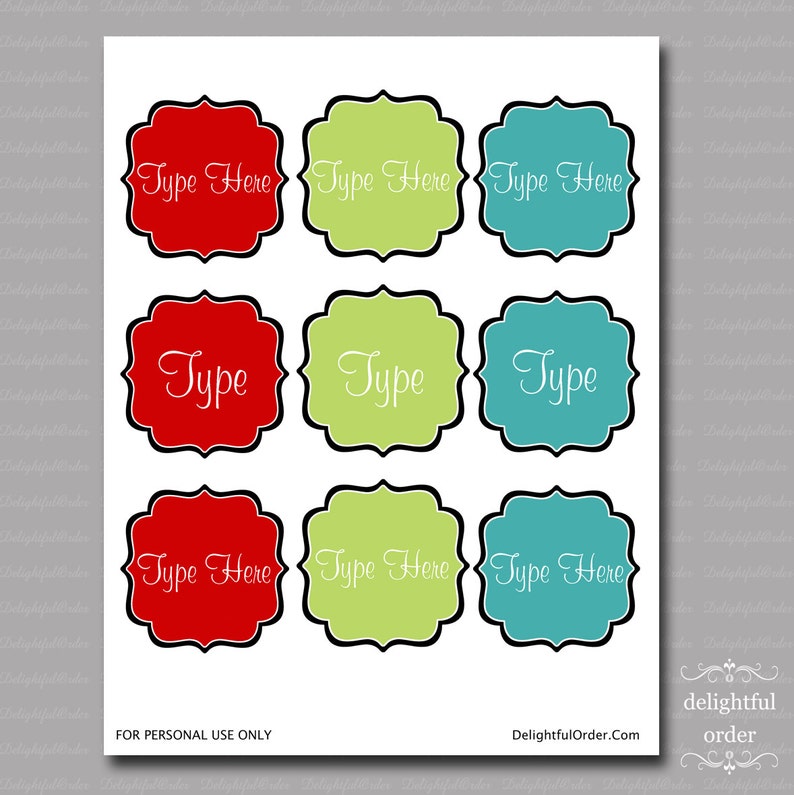 Editable Color Shape Labels/tags 2 PDF Files Instant - Etsy