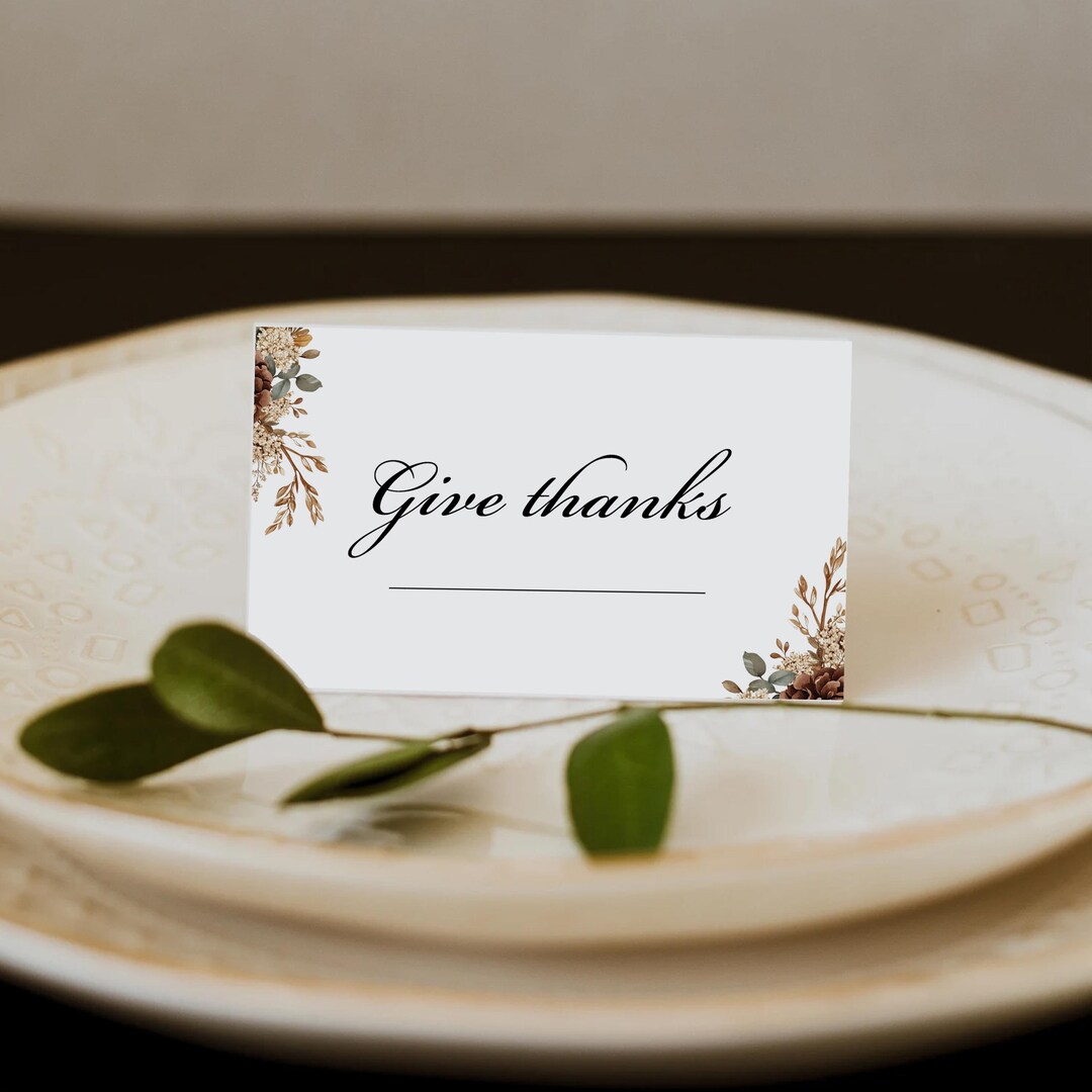 Give Thanks Place Cards - Printable Place Cards, Thanksgiving Table ...