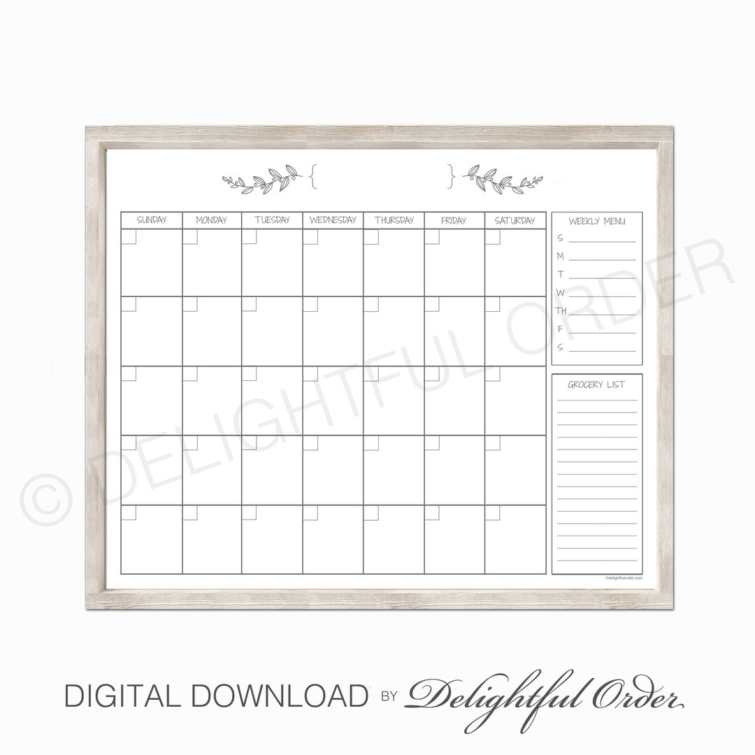 Digital Dry Erase Calendar 16x20 White & Gray Farmhouse - Etsy