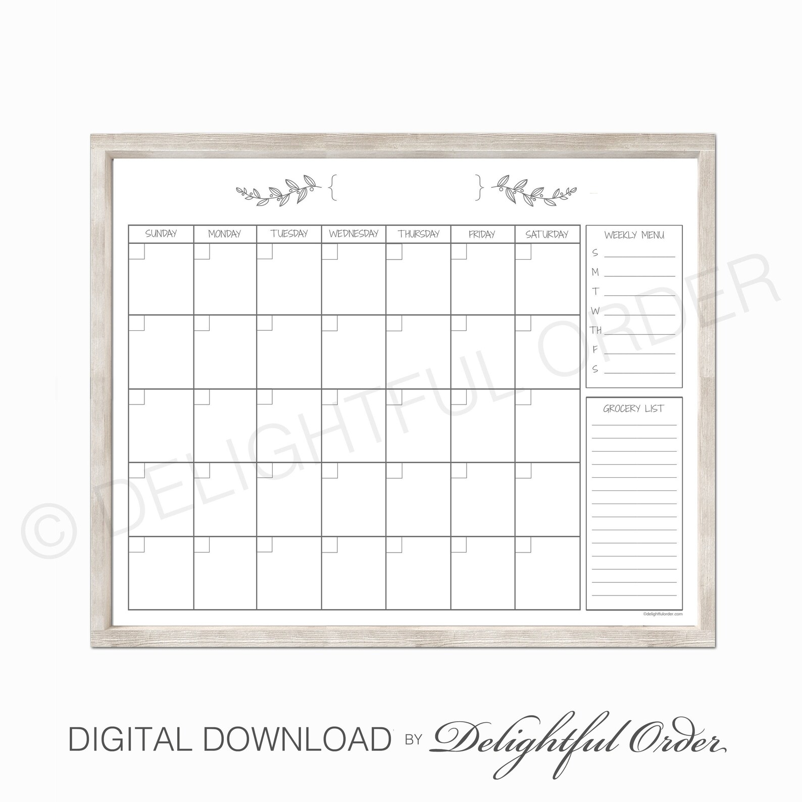 Digital Dry Erase Calendar - 16x20 White & Gray Farmhouse Calendar ...
