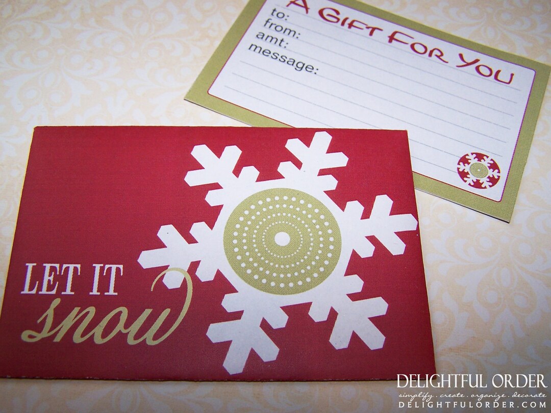Let It Snow - Gift Card Holder & Message Tag - PDF Printable File ...