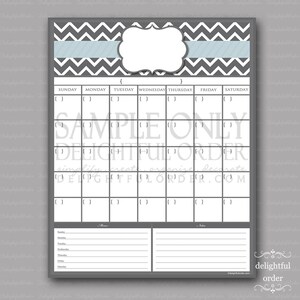 Digital Dry Erase Calendar - 16x20 Blue- Chevron Stripe - Calendar ...