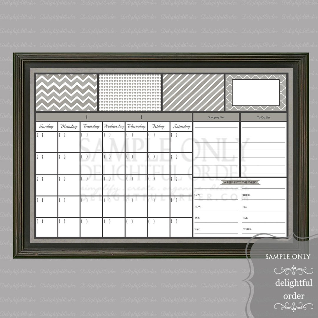 Digital Dry Erase Calendar 20x30 Gray Family Message Center - Etsy