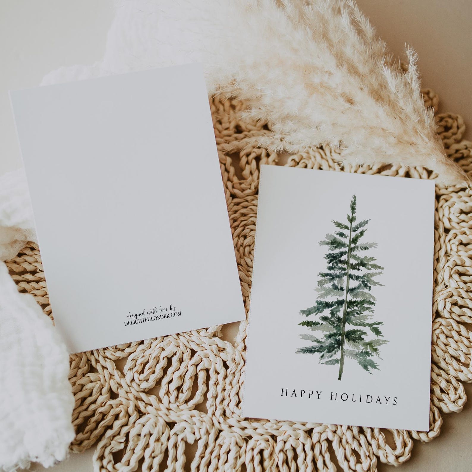 Happy Holidays, Christmas Tree, Printable Greeting Card, 5x7 Folded ...