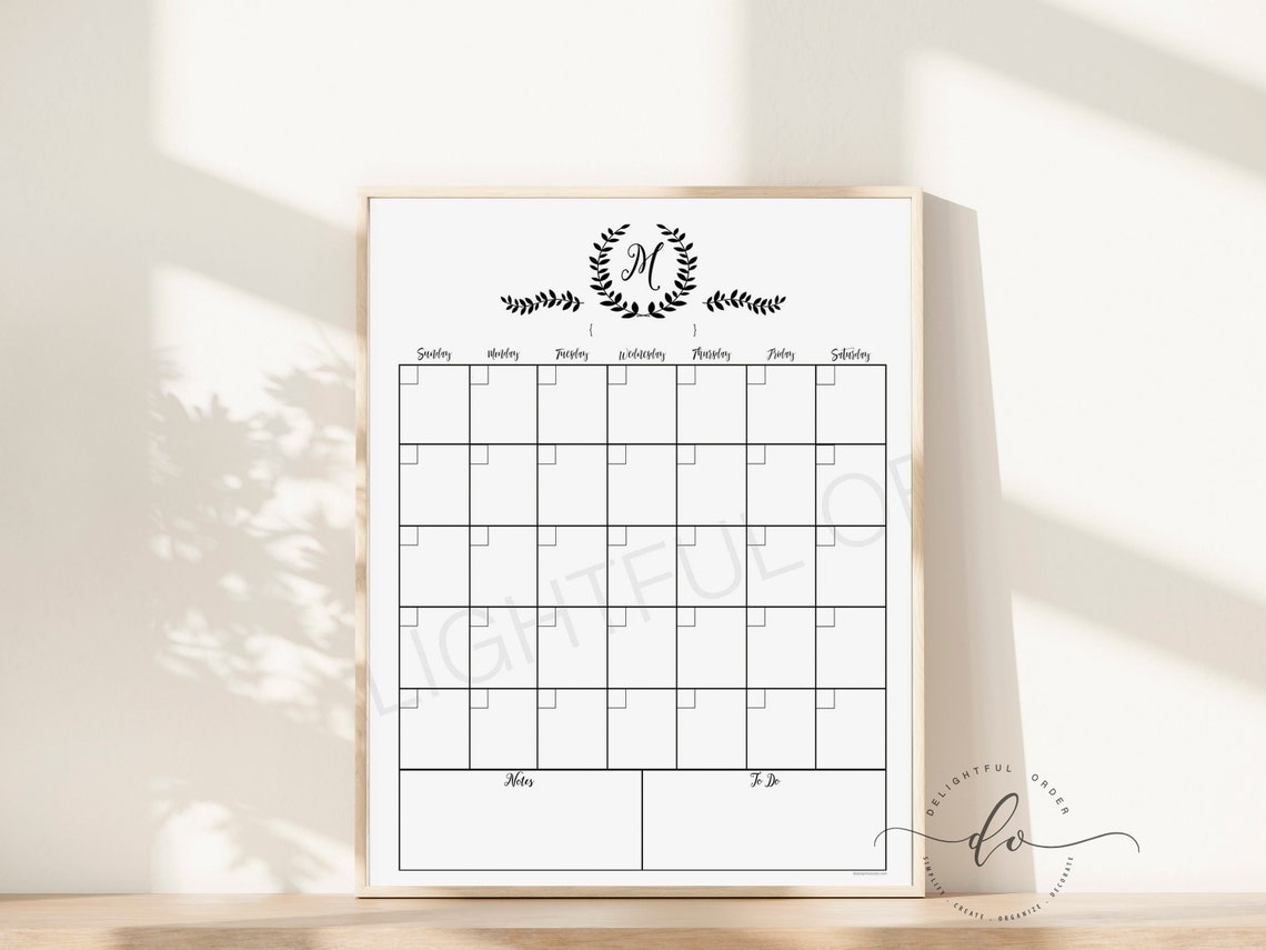 Digital Dry Erase Calendar - 18x24 Custom Calendar - 18x24 JPEG Digital ...