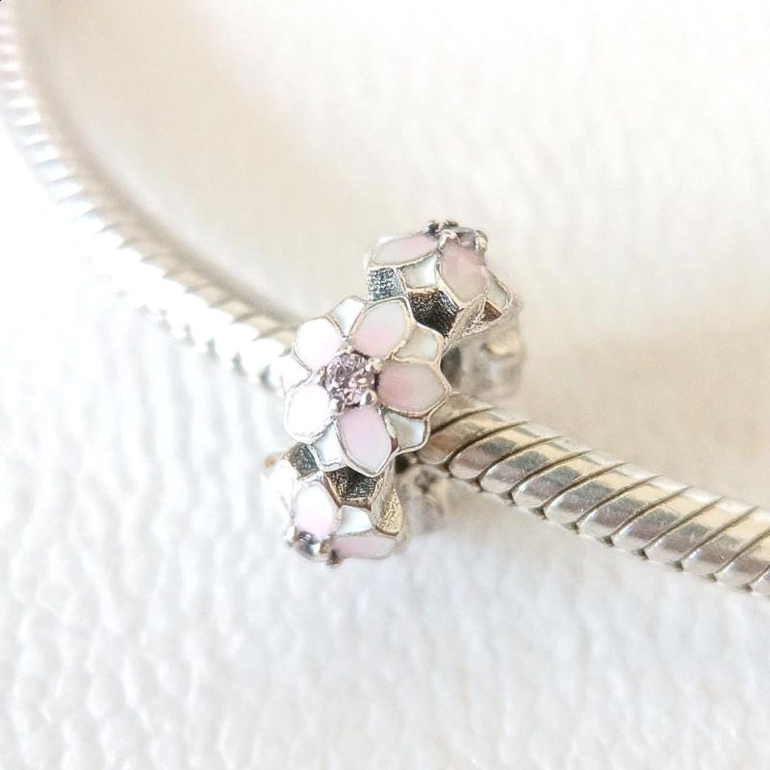 Pink Enamel Daisy Flower Spacer Charm:compatible Pandora Charm Bracelet ...