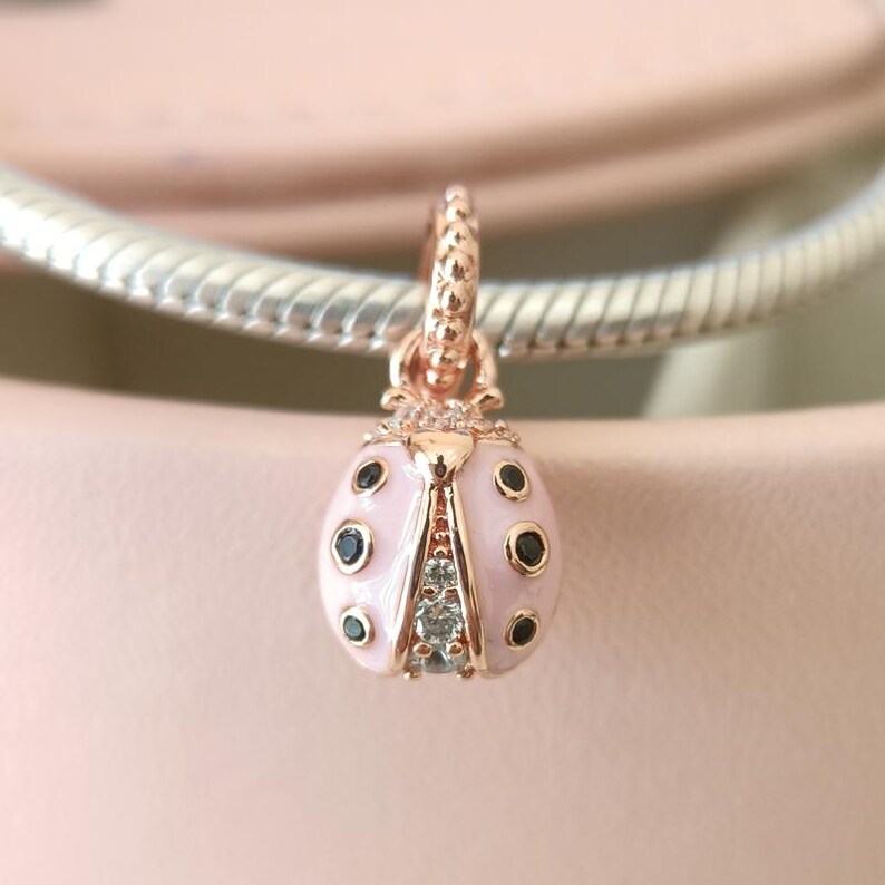 Pink Ladybug Dangle Charm:for Pandora Bracelet Rose Gold Charm Bead - Etsy