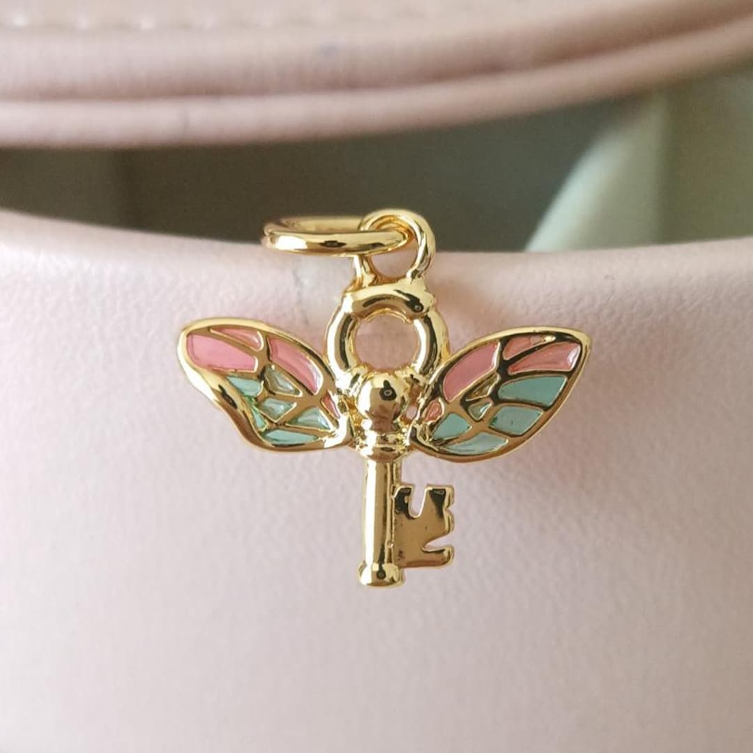 Winged Key Dangle Charm:for Pandora Compatible Charm Bracelet Gold ...