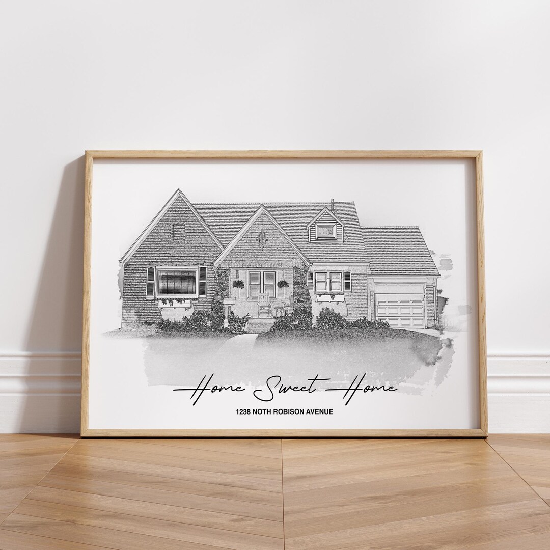 Personalized House Portrait Sketch: Custom Home Illustration (digital ...
