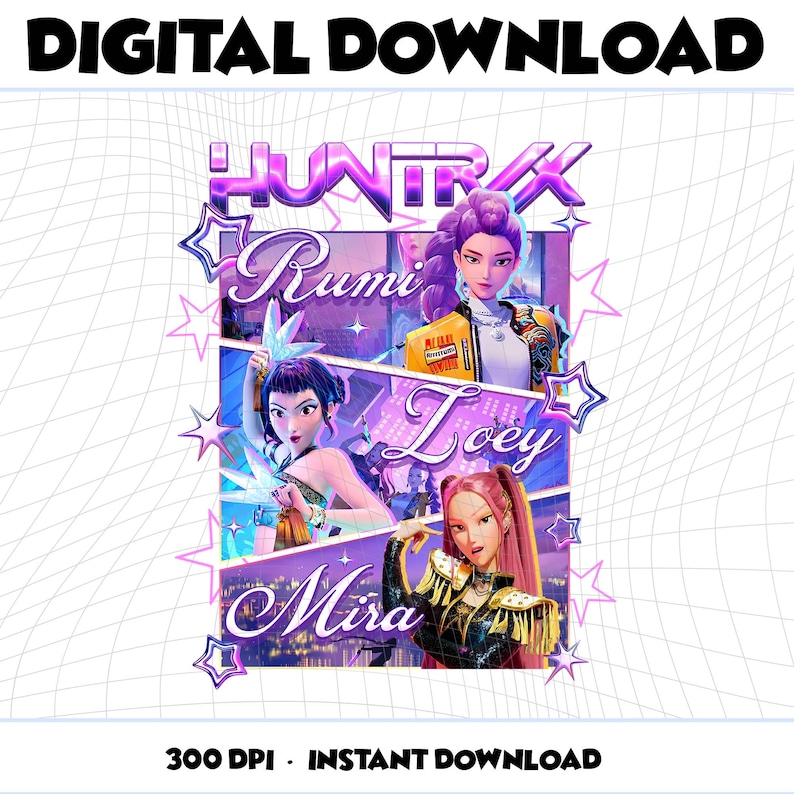 Huntrix Girls Band Png, Rumi Mira Zoey Gift for Fans Music Inspired ...
