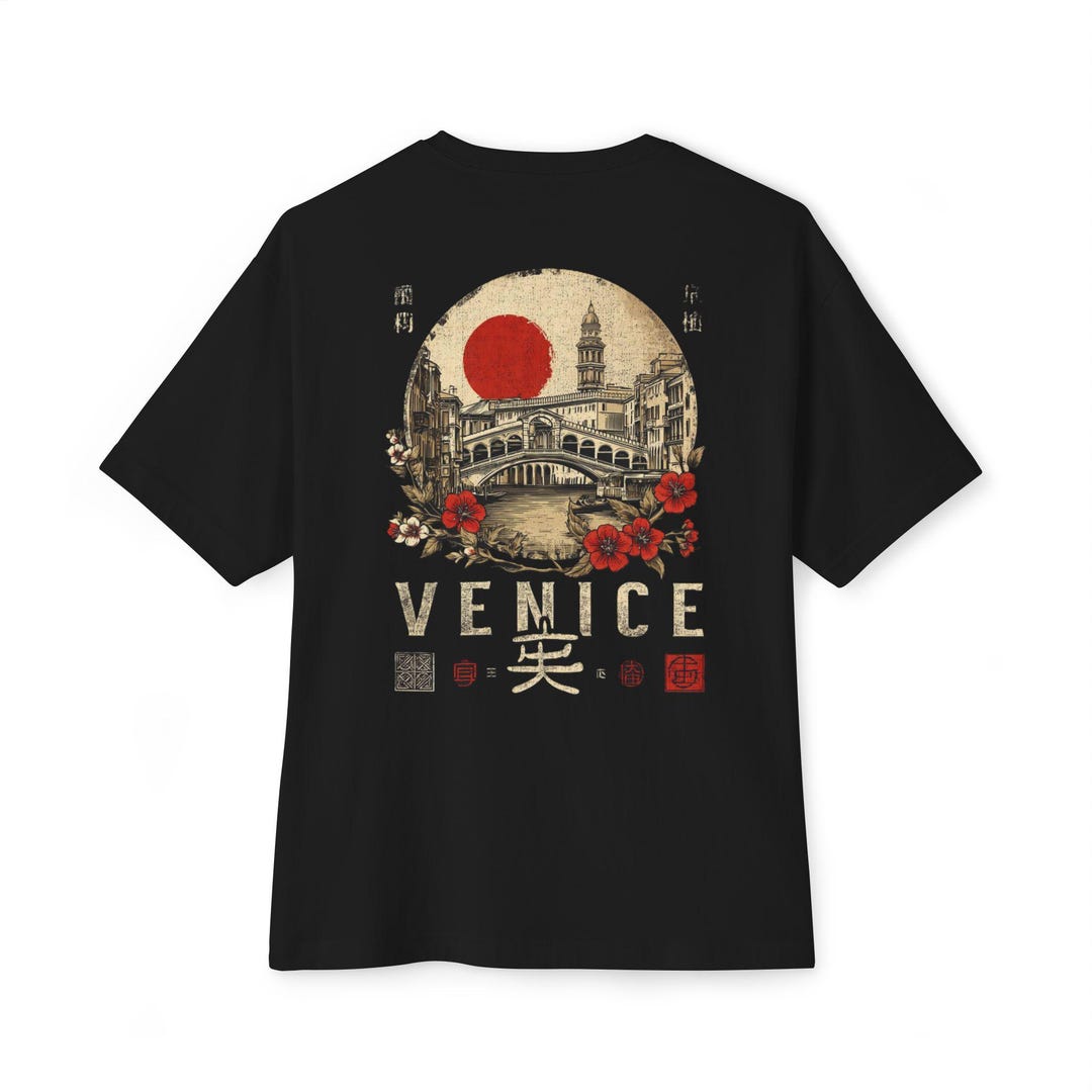 Venice Japanese Sunbridge Graphic Shirt With Canal, Poppies, Kanji - Etsy