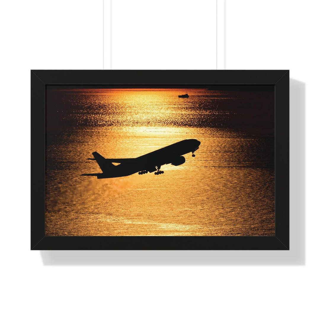 Framed Airplane Photo, Sunset Airplane Framed Poster, Travel Decor ...