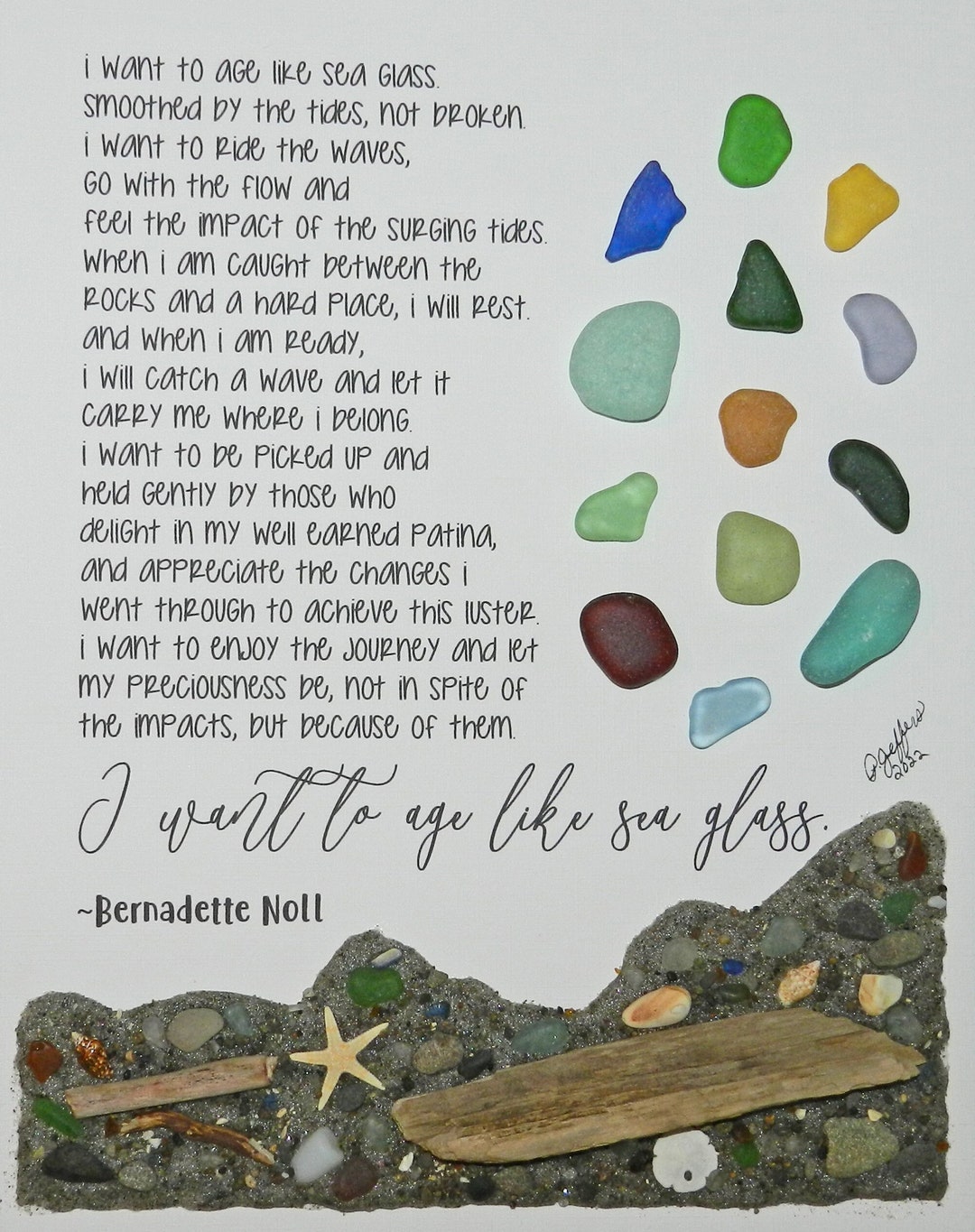 SEA GLASS ART! "i Want to Age Like Sea Glass" Sandy Rocky Beach Poem ...
