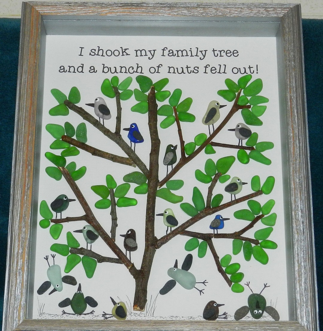 Funny Sea Glass Family Tree Art, Barnwood Frame (8x10) - Etsy