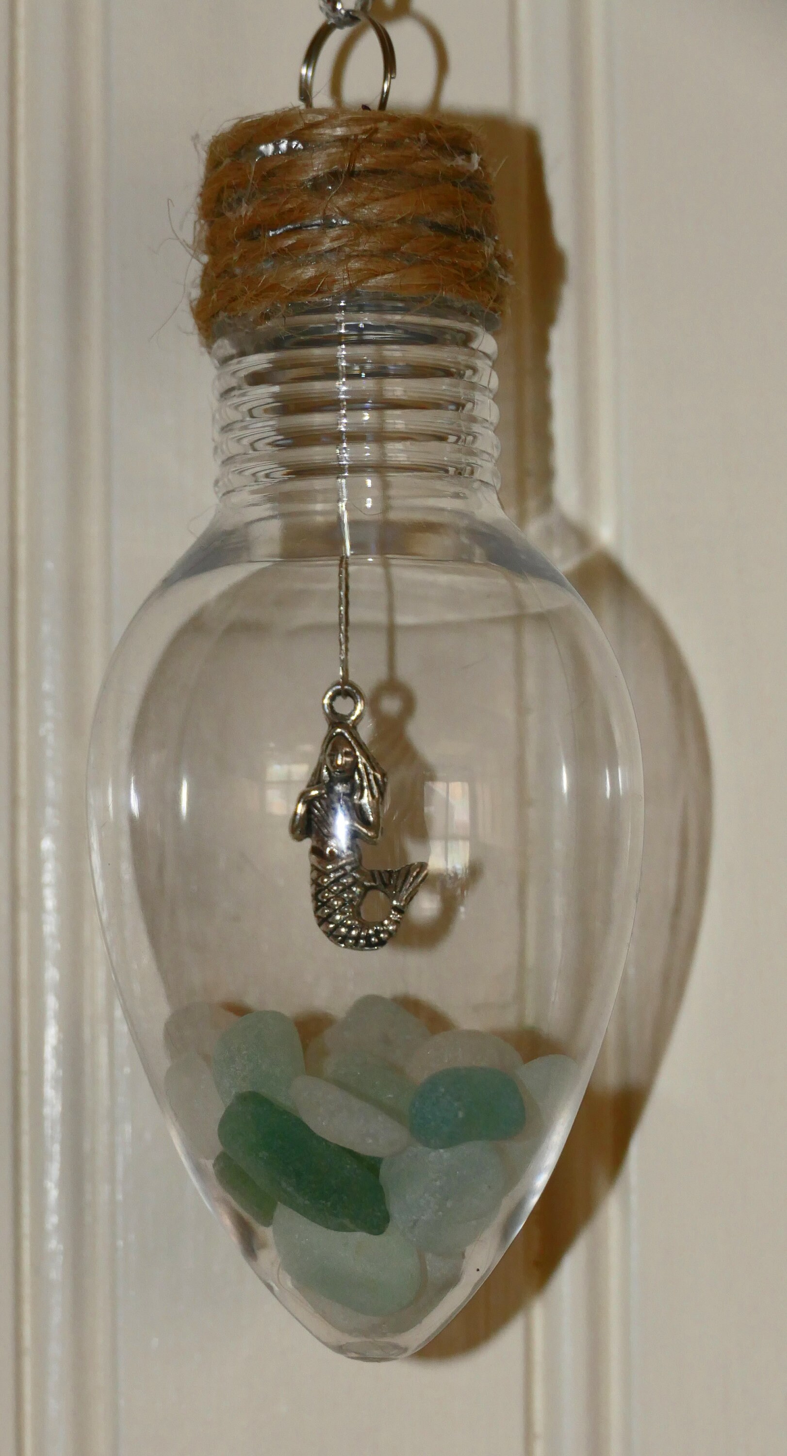 LOVELY SEA GLASS Christmas Bulb Ornament Genuine Surf Tumbled Sea Glass ...
