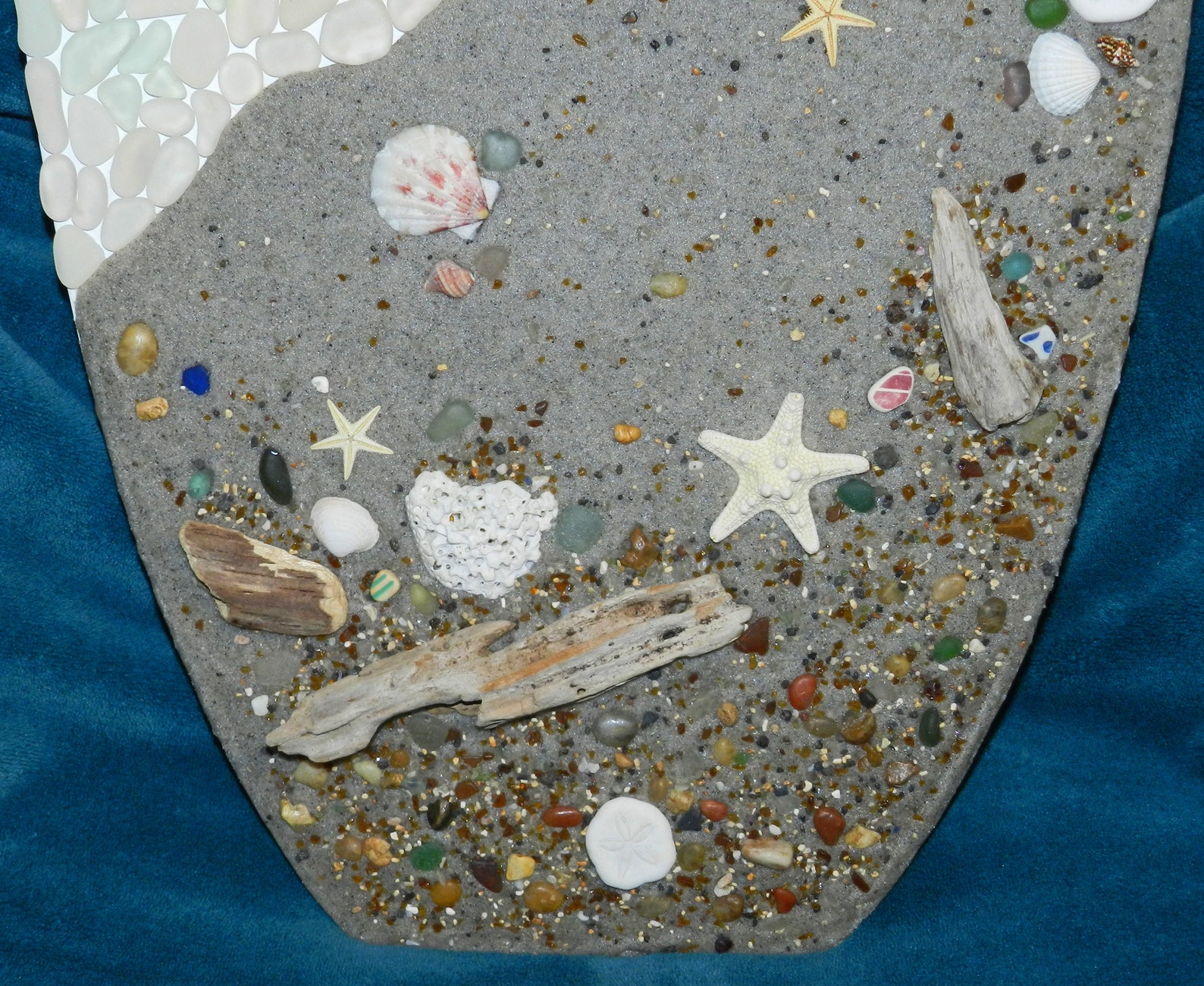 Gorgeous Large SEA GLASS BEACH Ocean Scene Art on "surfboard" Shaped ...