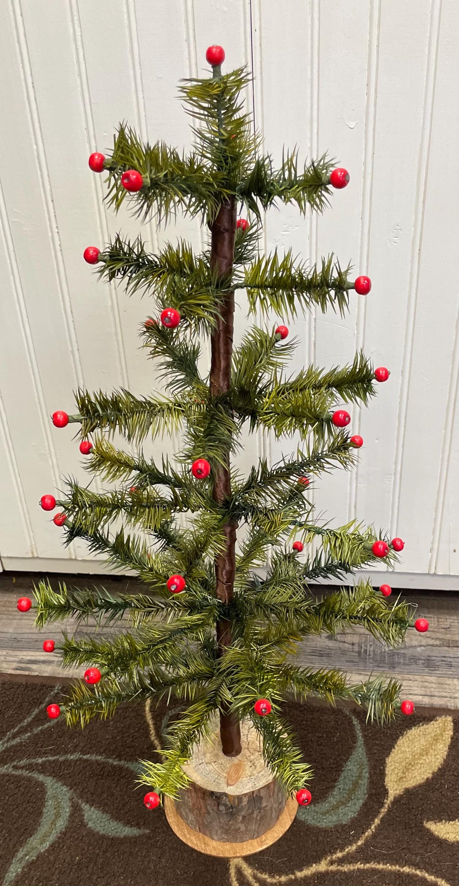 Beautiful Brand New GENUINE GOOSE FEATHER Tabletop Christmas Tree!! Red ...