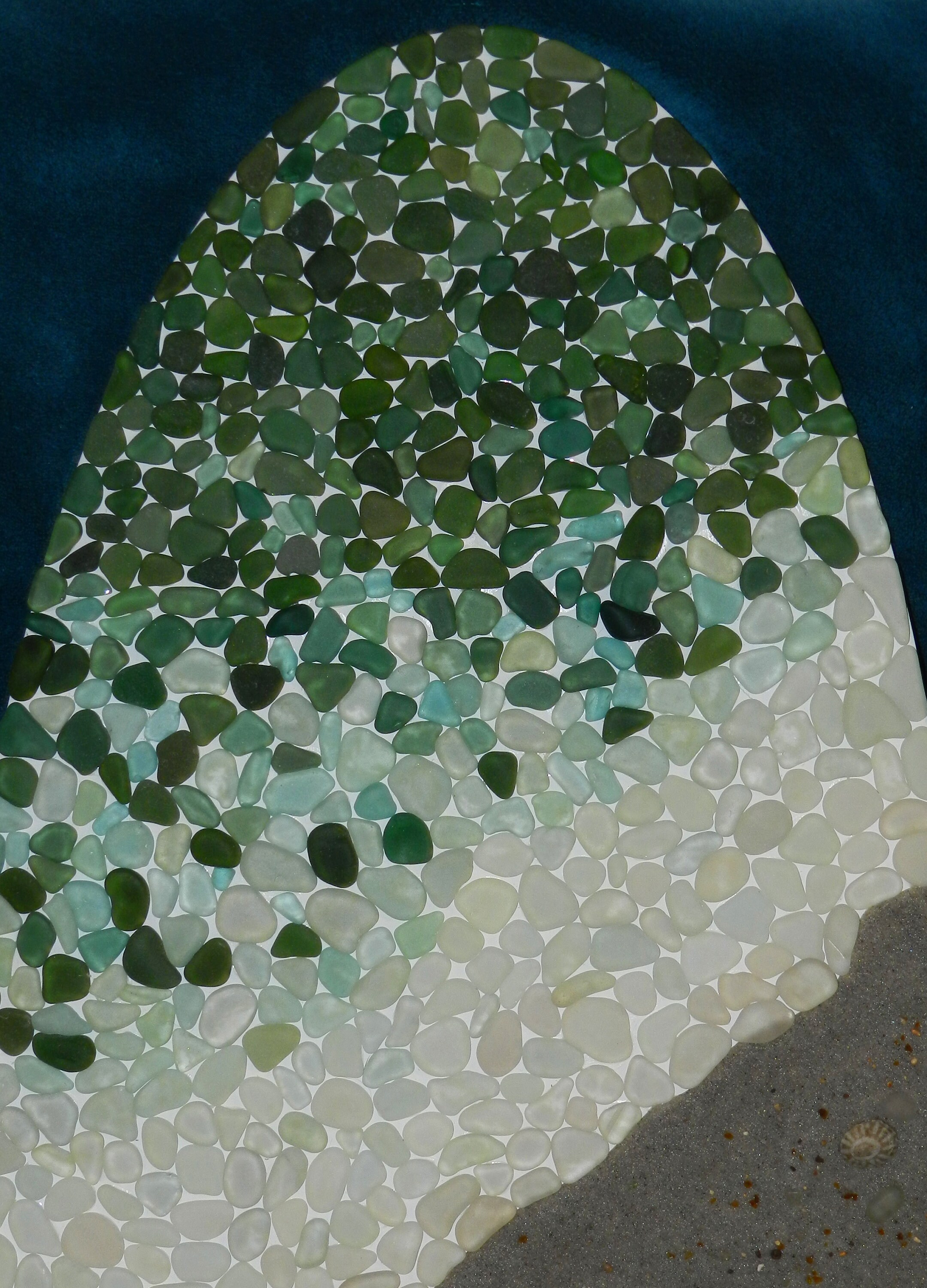 Gorgeous Large SEA GLASS BEACH Ocean Scene Art on "surfboard" Shaped ...