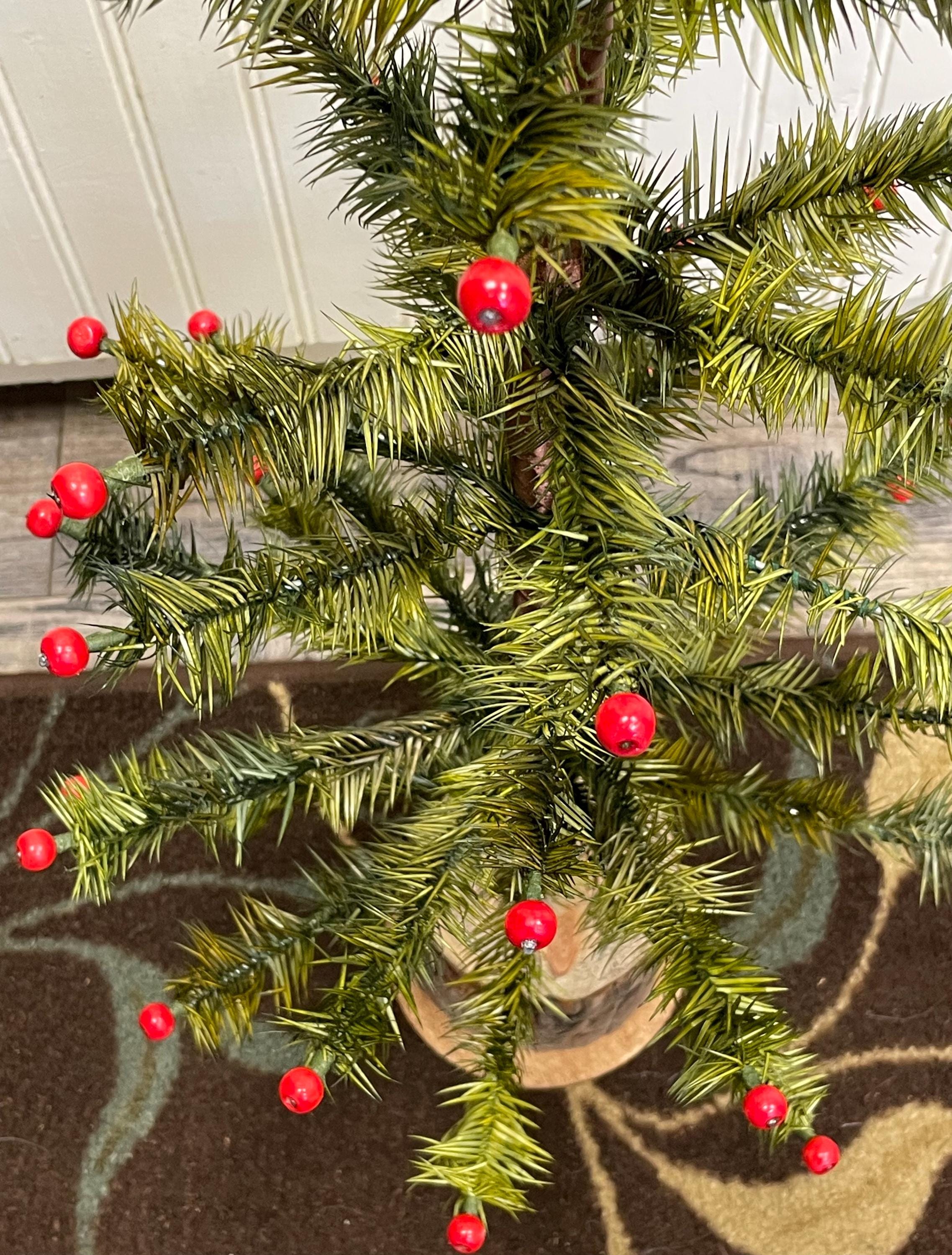 Beautiful Brand New GENUINE GOOSE FEATHER Tabletop Christmas Tree!! Red ...