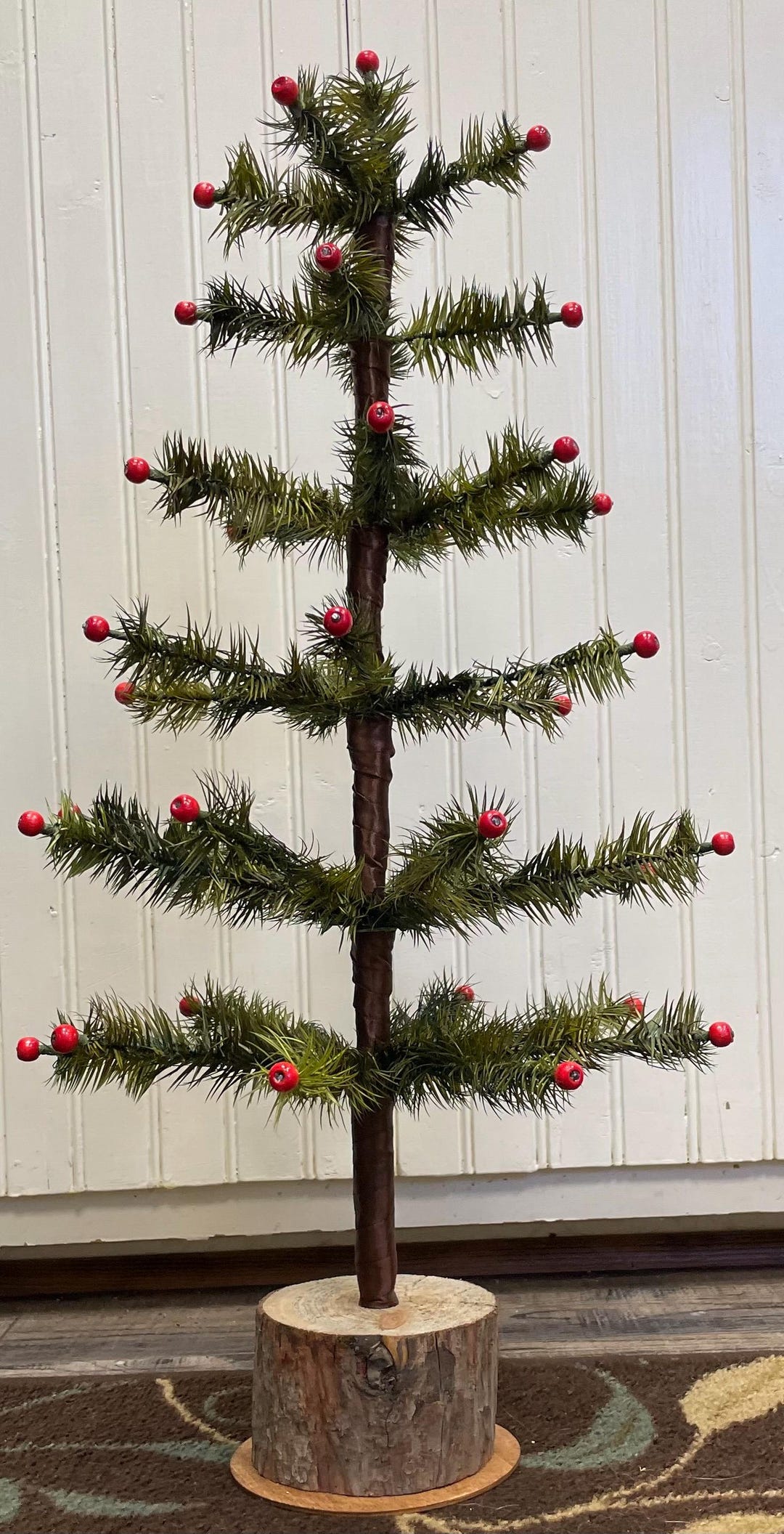 Beautiful Brand New GENUINE GOOSE FEATHER Tabletop Christmas Tree!! Red ...
