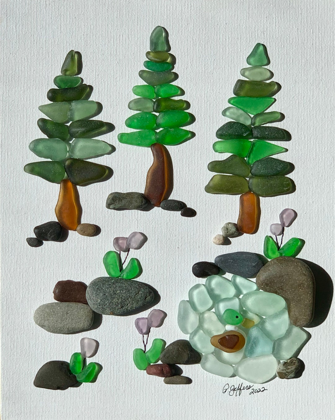 SEA GLASS ART!! Nature Scene! Pathway Through the Woods! Mallard Duck ...