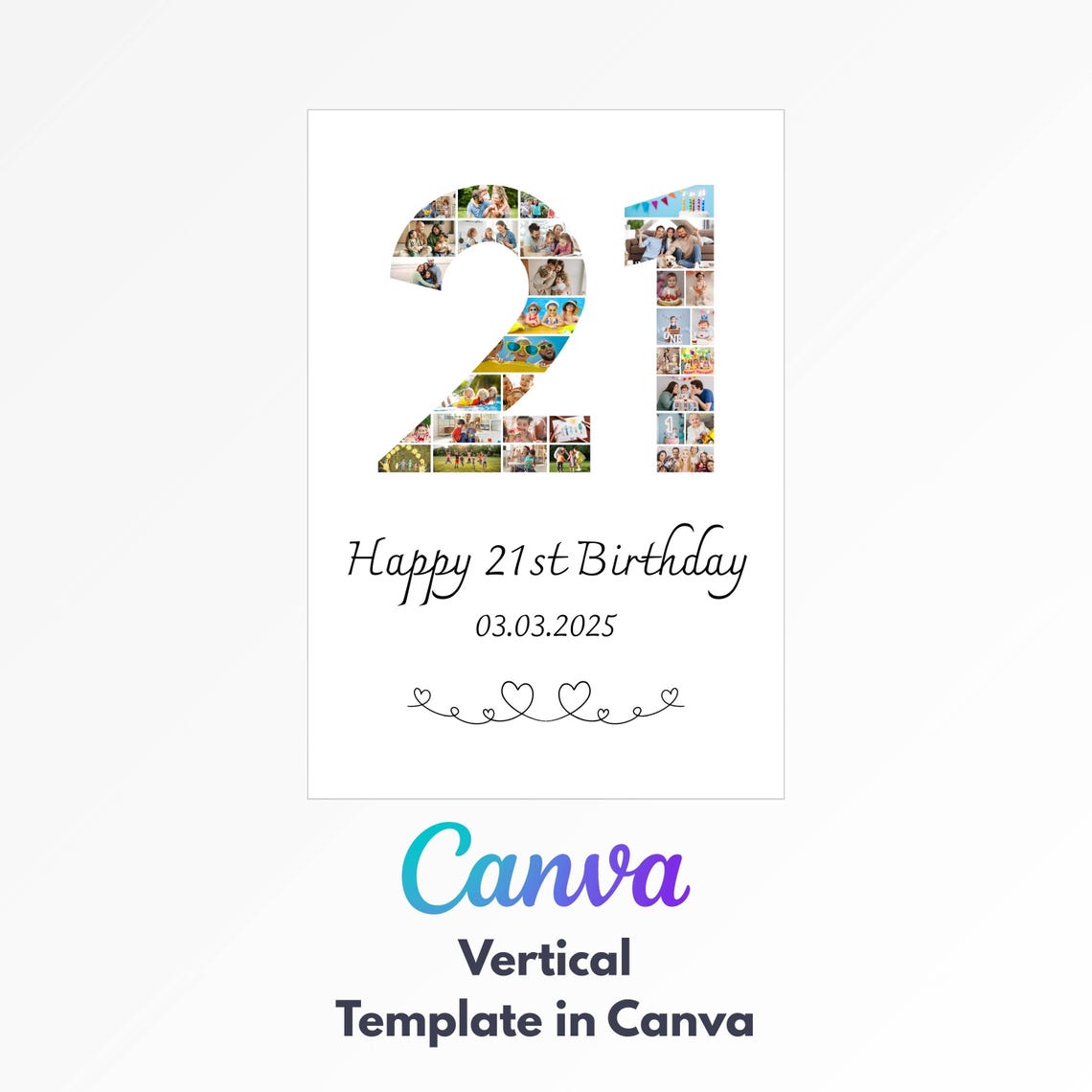 21st Birthday Number Photo Collage: Editable Canva Template - Etsy