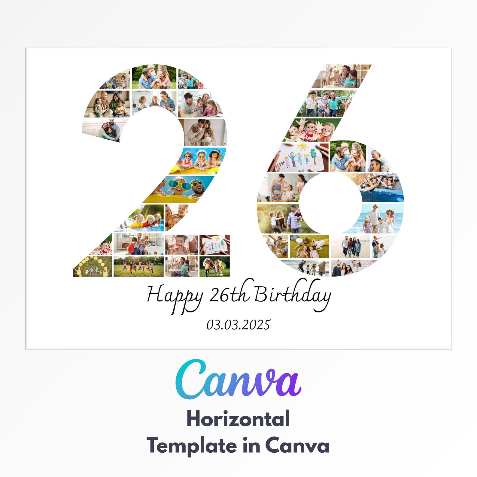 26th Birthday Photo Collage: Canva Template, Editable Sign - Etsy