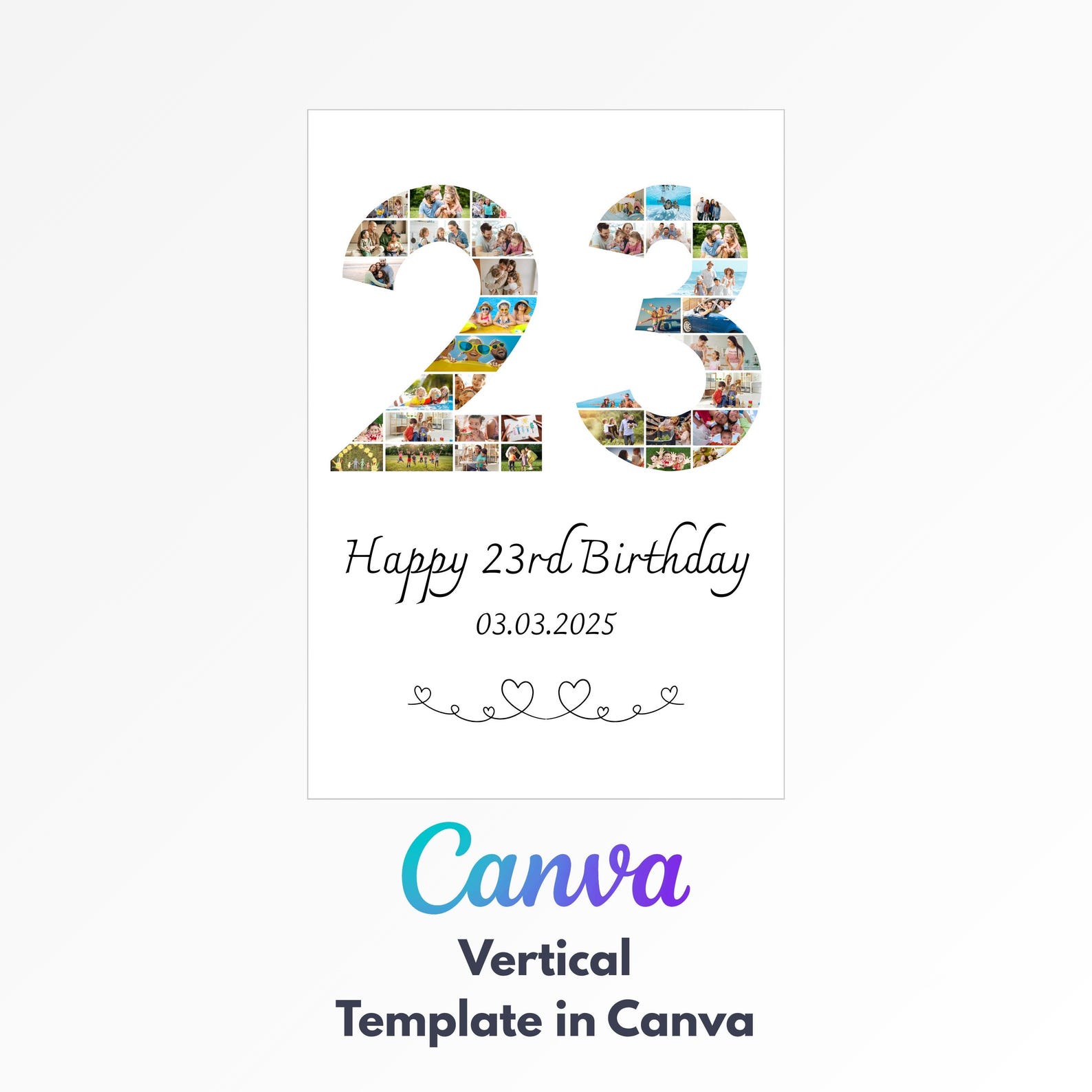 23rd Birthday Photo Collage Template: Customizable Number Sign (canva ...