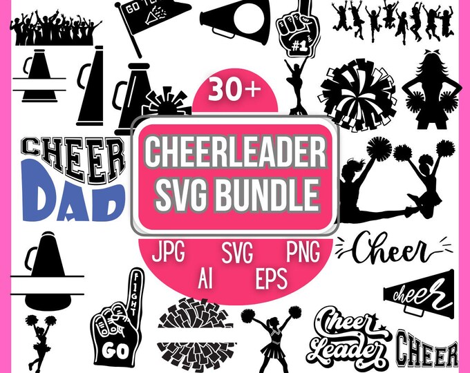 Cheerleader SVG Bundle, Cheerleader PNG Bundle, Cheerleader Clipart ...