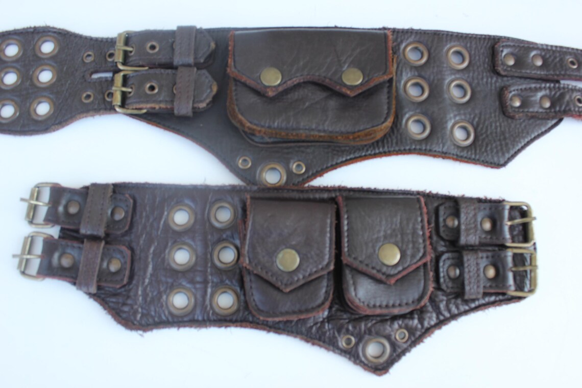 Leather Utility Belt With Pouches Festival Waist Belt, Work Tool Belt ...
