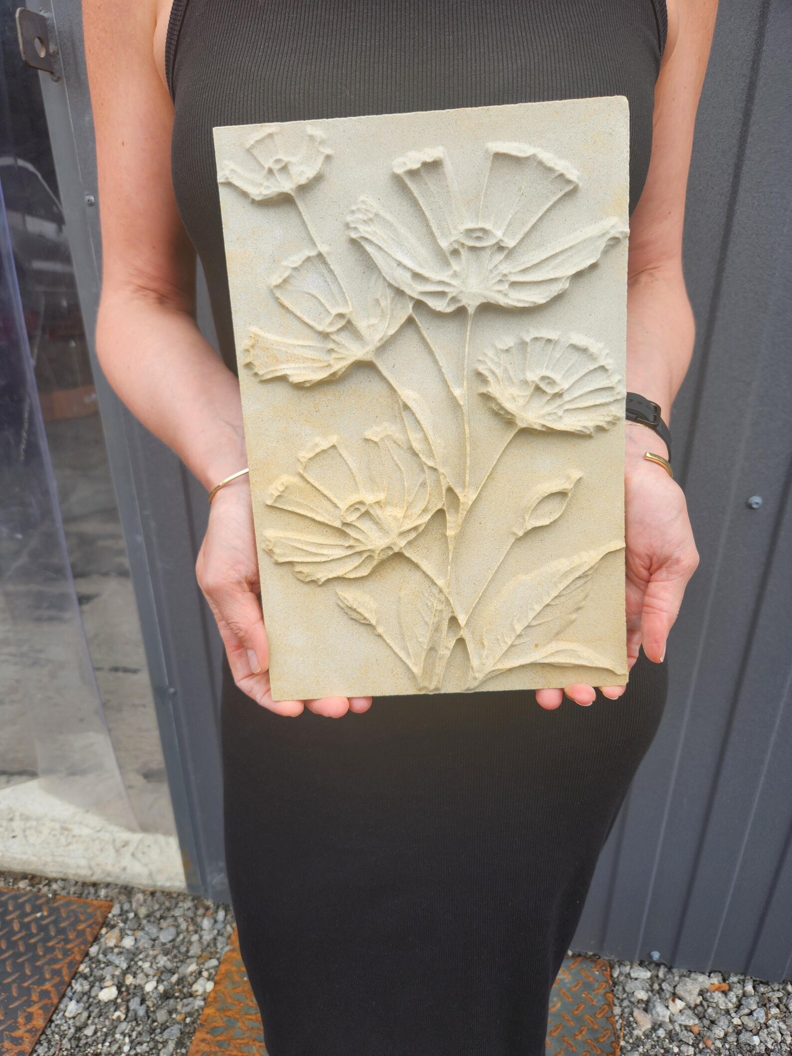 Stone Flower Bas-relief: Botanical Wall Sculpture, Beige Stone Art - Etsy
