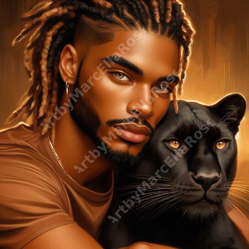 Noir Panther Couple Wall Art – Afrocentric Home Décor Symbolising Power ...