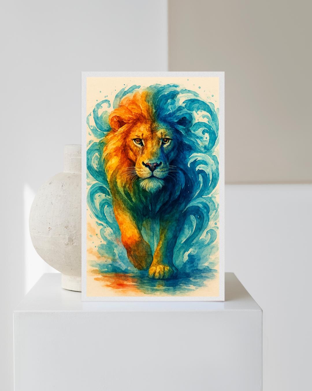 Watercolor Lion Wall Art | Colorful Abstract Lion Painting | Jungle ...