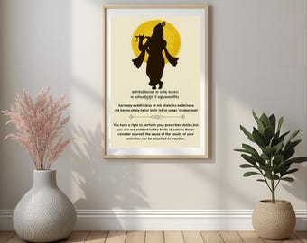 Krishna Silhouette Print | Bhagavad Gita Verse (digital Download ...