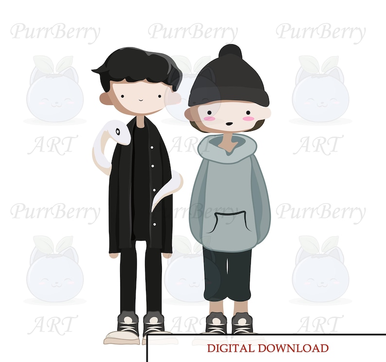 Printable Cute Snake BL Couple - Large File - Digital Download - JPEG ...