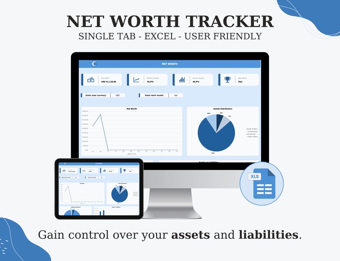 Net Worth Tracker Excel Spreadsheet Personal Finance Planner Net Worth ...