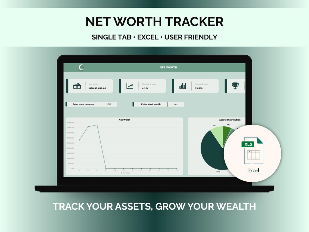 Net Worth Tracker Excel Spreadsheet Net Worth Calculator Dashboard ...