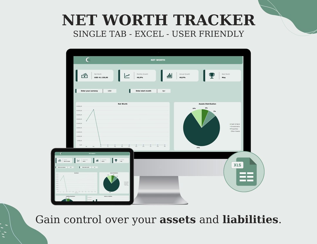 Net Worth Tracker Excel Spreadsheet Net Worth Calculator Dashboard ...